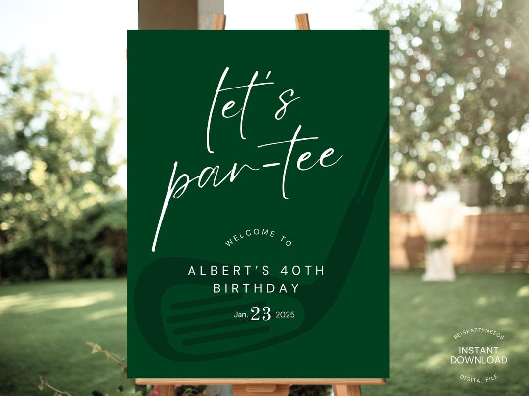 Golf Birthday Party Welcome Sign Man, Modern Par Tee Birthday Welcome ...