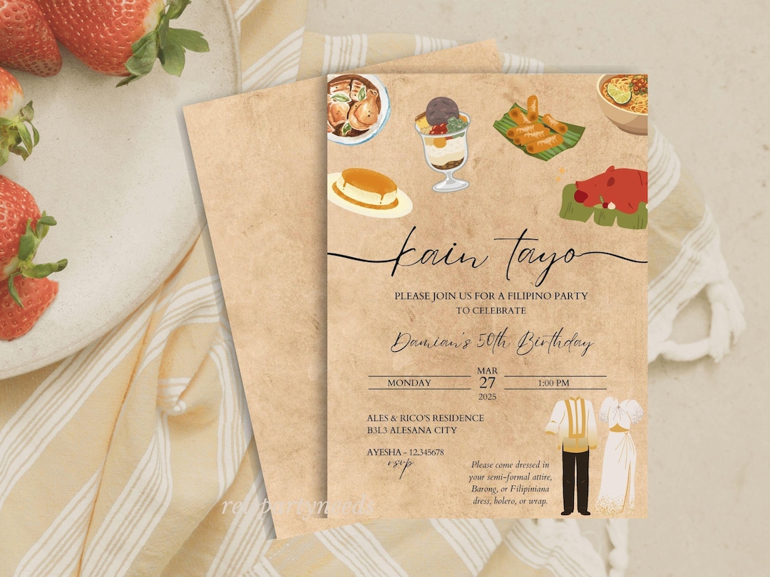 Filipiniana Birthday Invitation Editable Template, Minimalist Filipino ...