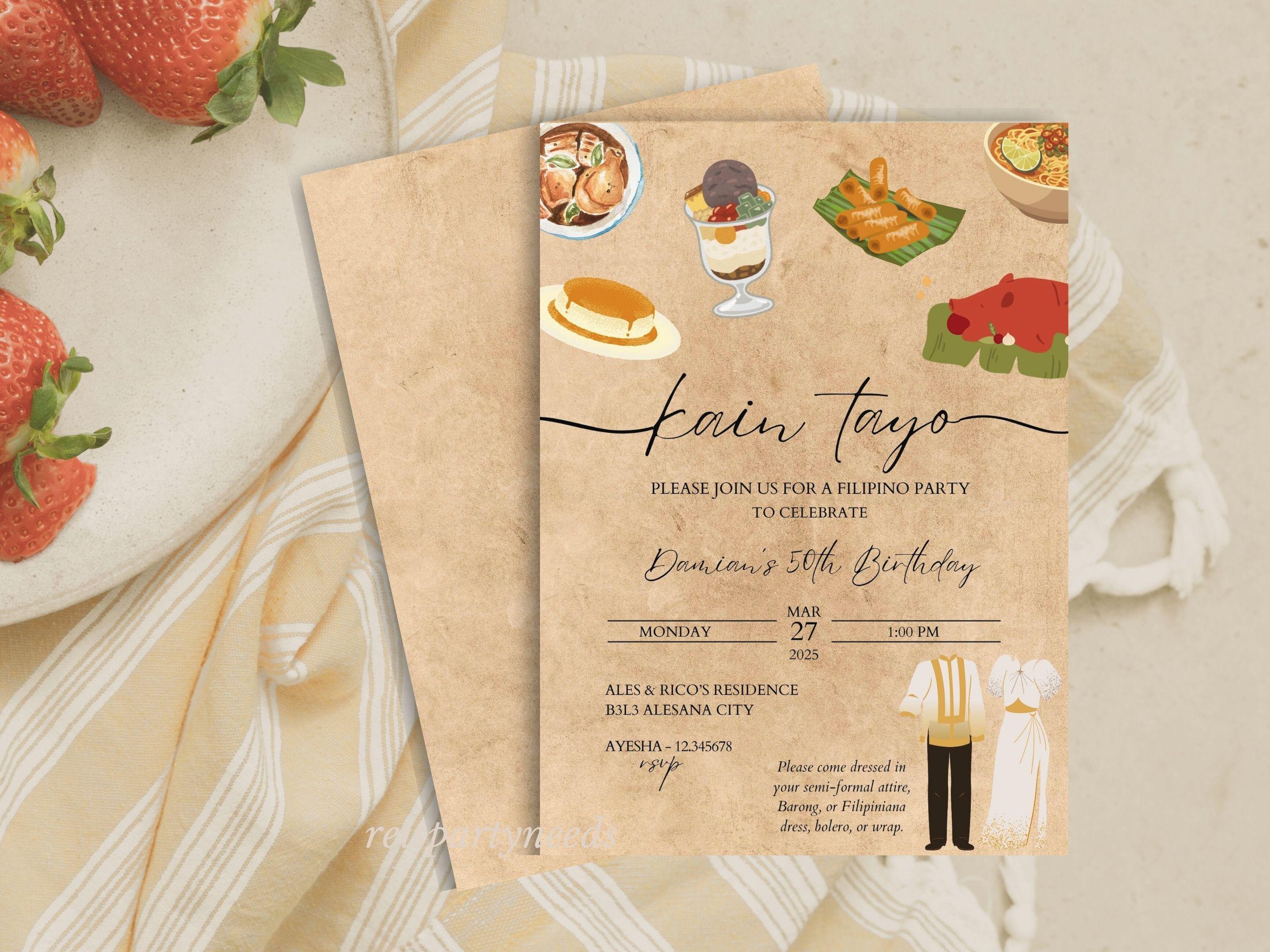 Filipiniana Birthday Invitation Editable Template, Minimalist Filipino ...