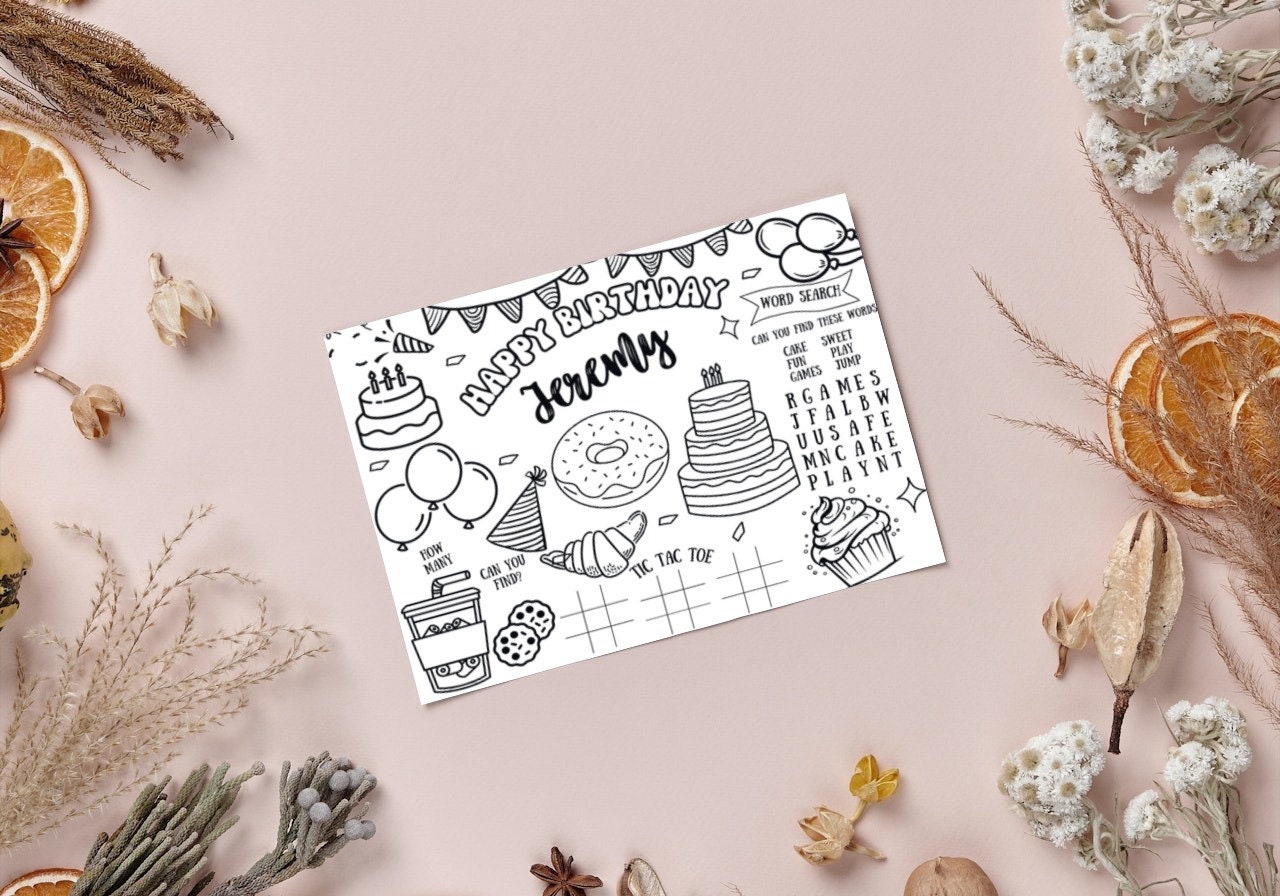 Happy Birthday Coloring Card DIGITAL | Colouring Greeting Card for Kids ...