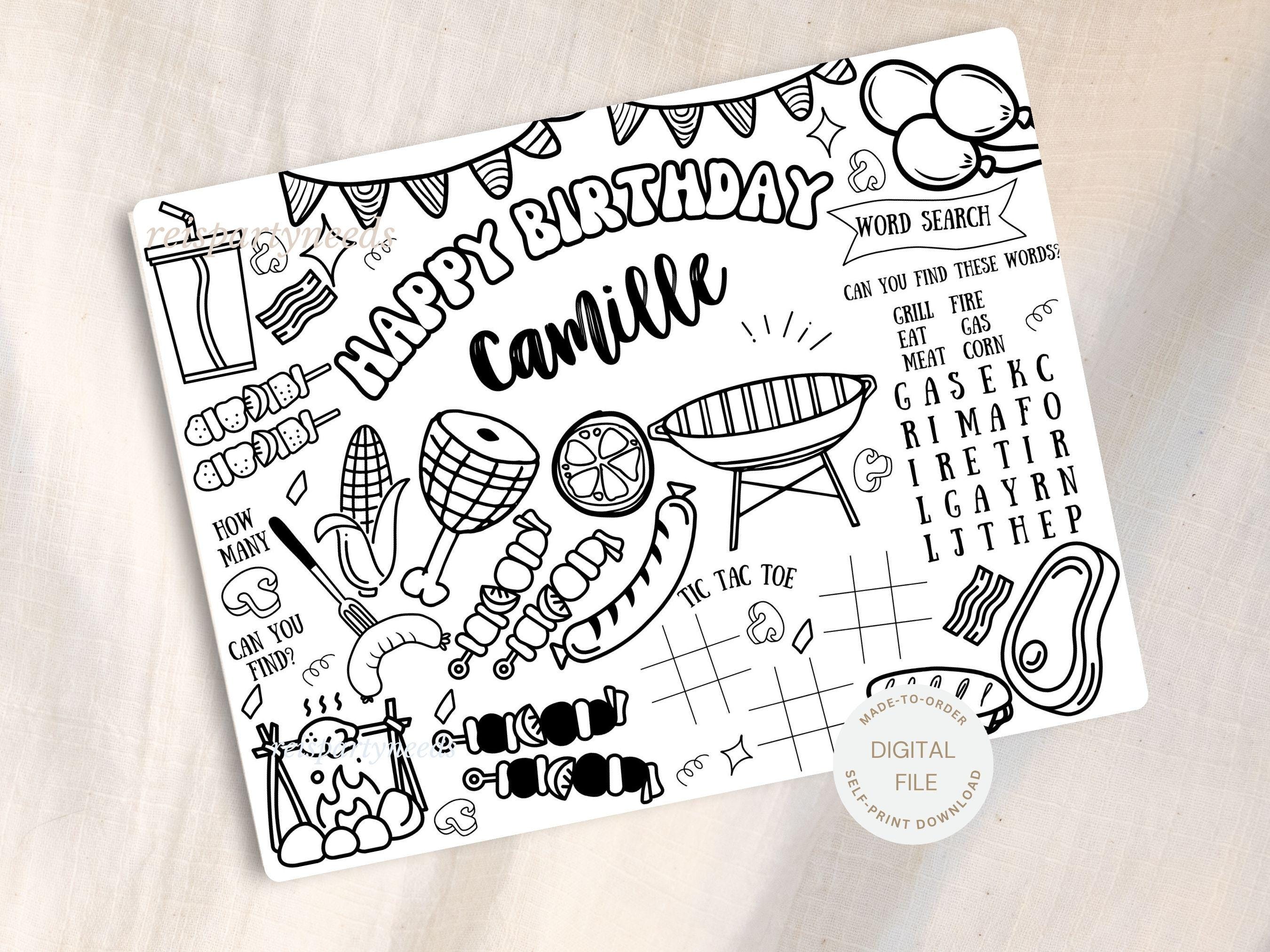 Grill Night Coloring Page, Bbq Party Coloring Sheet Barbecue Grill ...