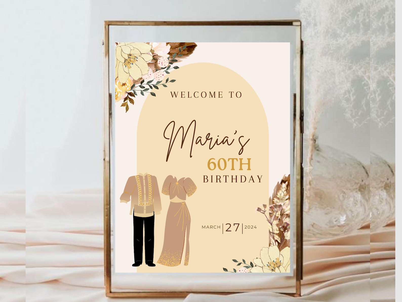 Modern Filipiniana Birthday Welcome Sign Template Filipino Party - Etsy