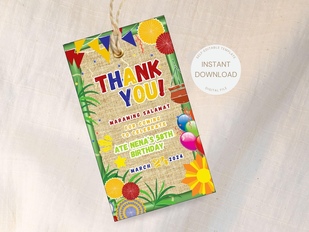Editable Filipino Party Fiesta Theme Birthday Party Favor Tag, Filipino ...