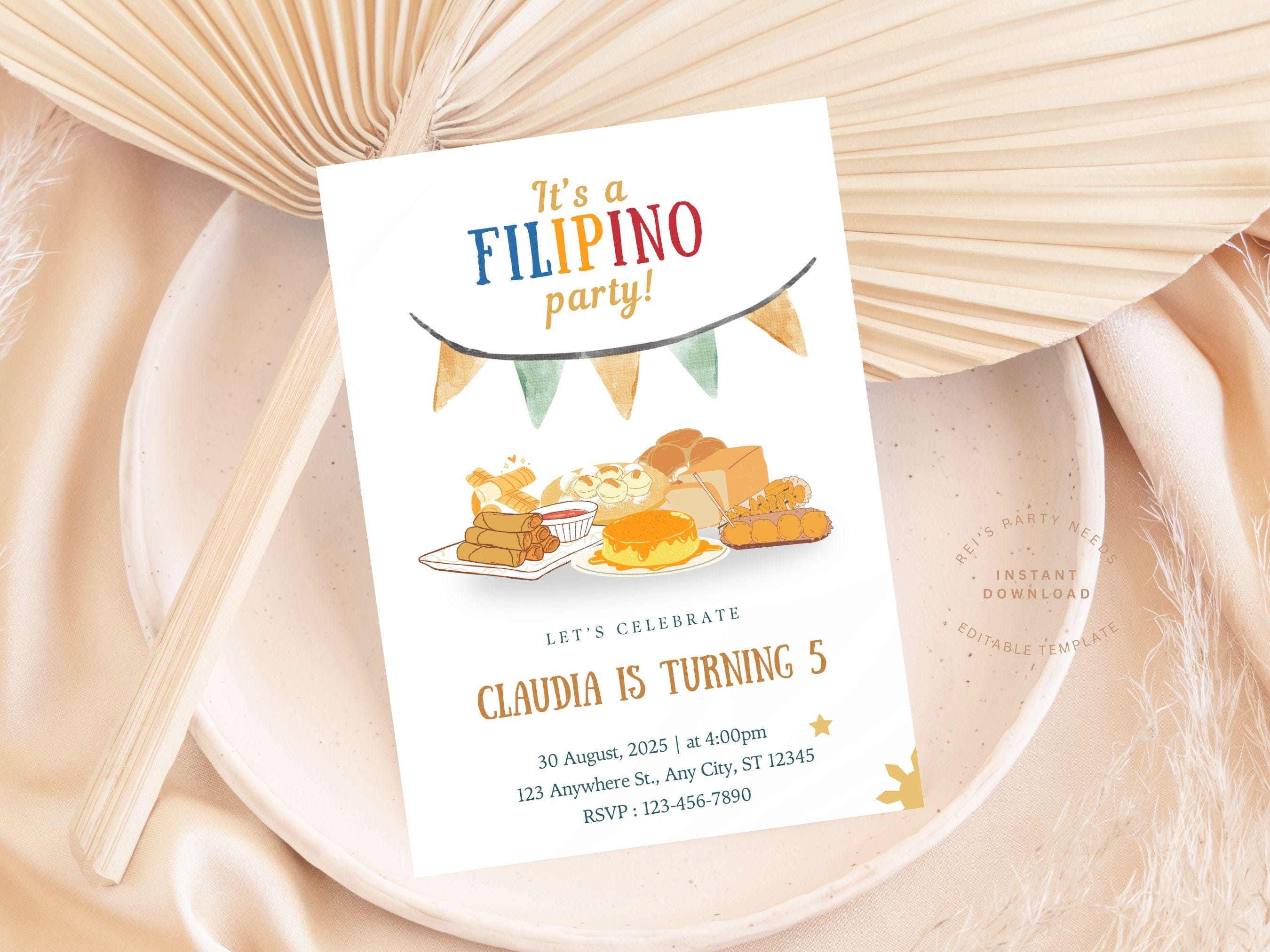 Editable Filipino Theme Birthday Invitation, Filipino Party, Filipino ...