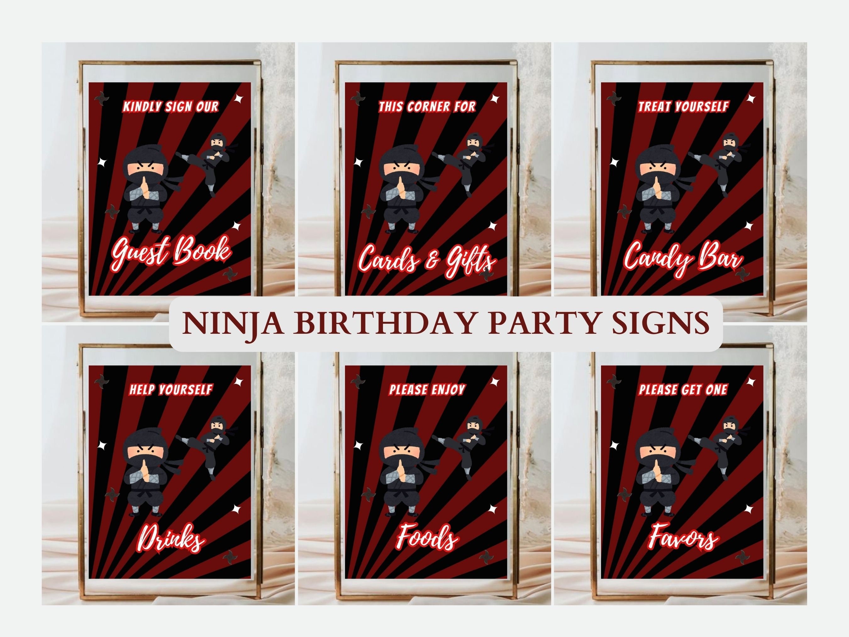 Ninja Party Signs Printable Ninja Birthday Party Ninja Birthday Party ...