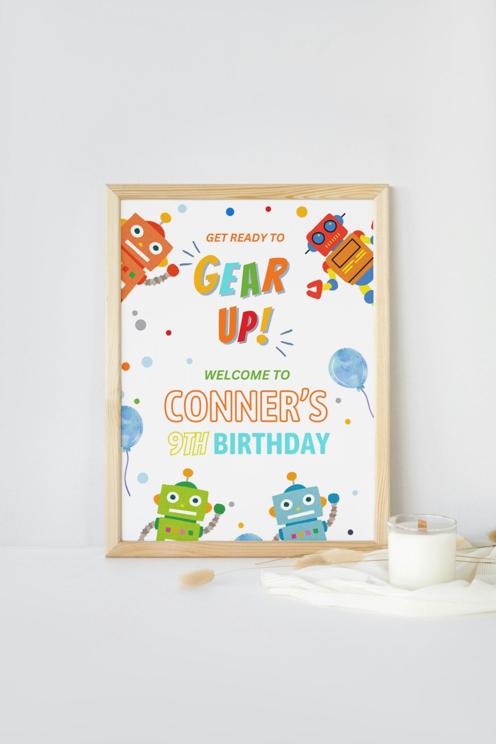 Robot Birthday Welcome Sign Printable, Robot Welcome Birthday Party ...