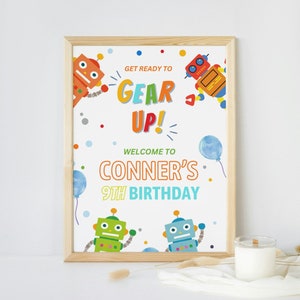 Robot Birthday Welcome Sign Printable, Robot Welcome Birthday Party ...