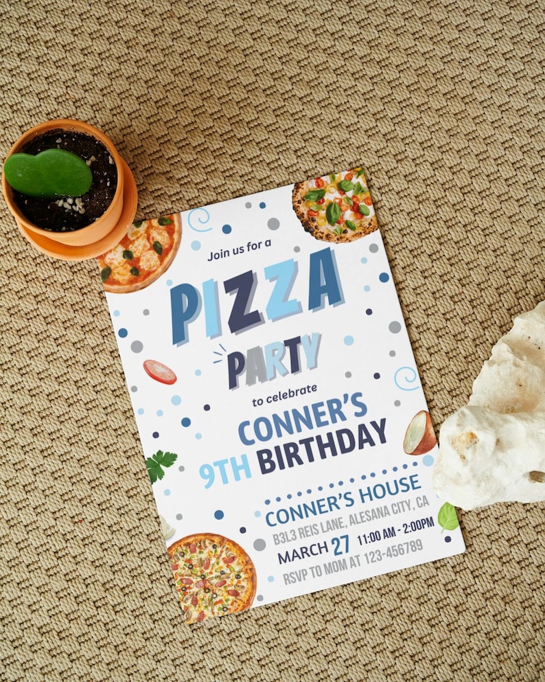 Editable Pizza Party Invitation, Pizza Birthday Party Invite, Pizza ...