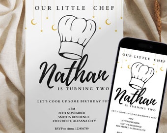 Chef Cooking Birthday Party Invitation Editable Digital Download Cute ...