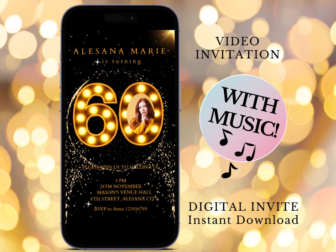 Electronic 60th Birthday Invitation, 60th Birthday Evite Editable CANVA ...