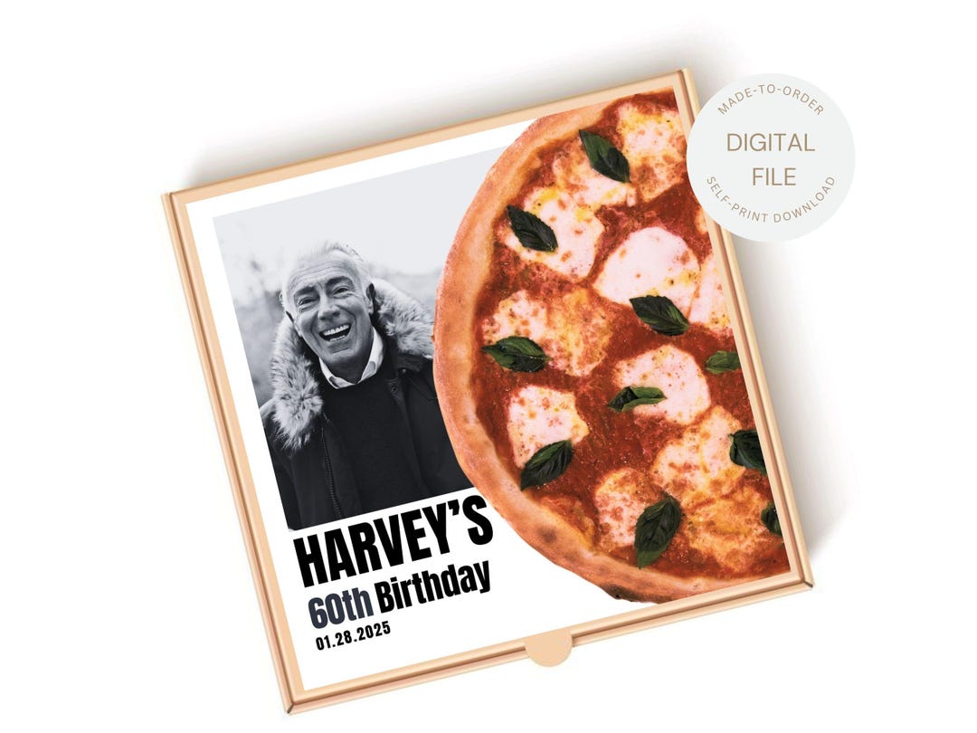 Printable Classic Pizza Box Custom With Photo Pizza Party Decoration ...