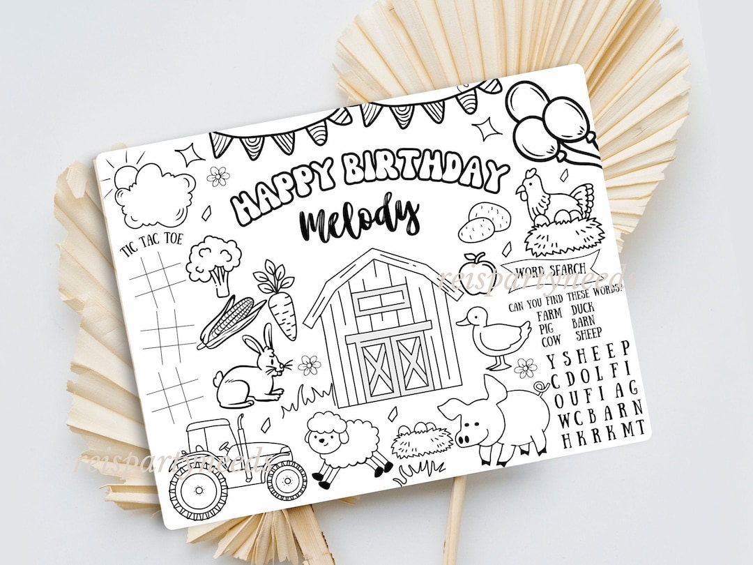 Farm Birthday Coloring Page, Printable Farm Birthday Party Activity ...