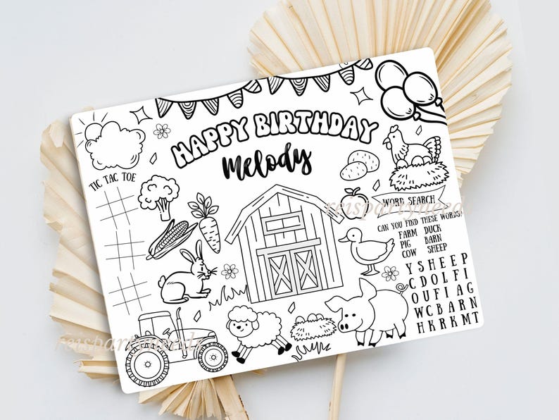 Farm Birthday Coloring Page, Printable Farm Birthday Party Activity ...