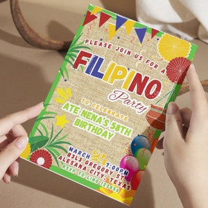 Editable Filipino Party Fiesta Theme Birthday Invitation, Filipino ...