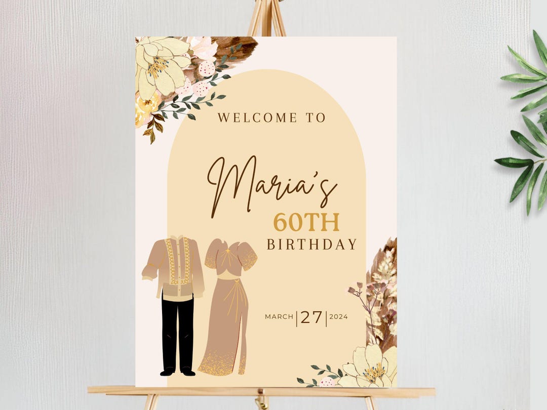 Modern Filipiniana Birthday Welcome Sign Template Filipino Party - Etsy