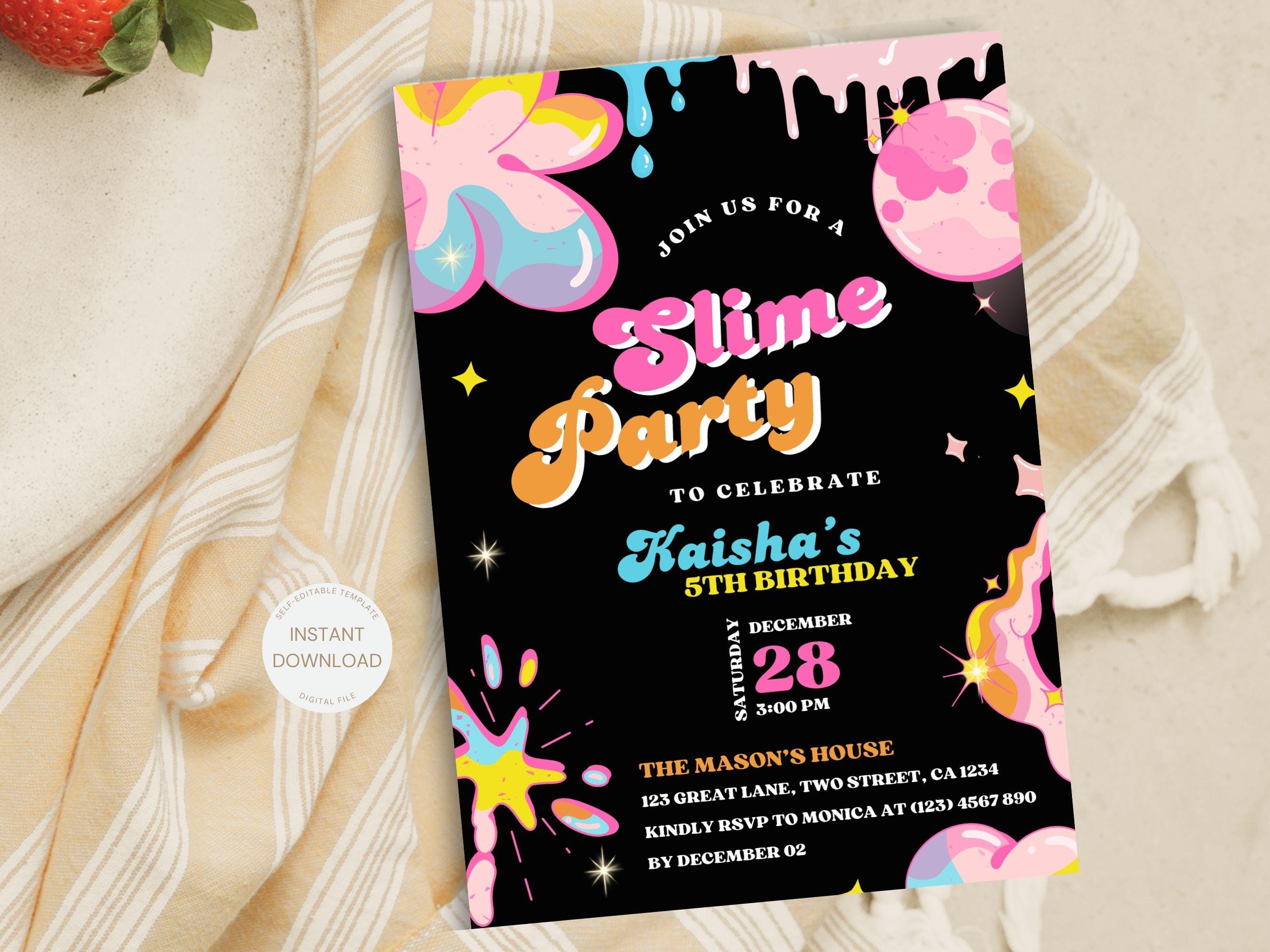 Slime Party Banner Template - Printable Custom Birthday Party ...
