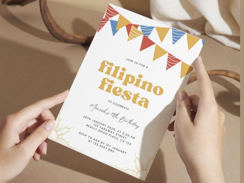 Filipino Fiesta Editable Invitation | Filipino Birthday | Pistang Pinoy ...
