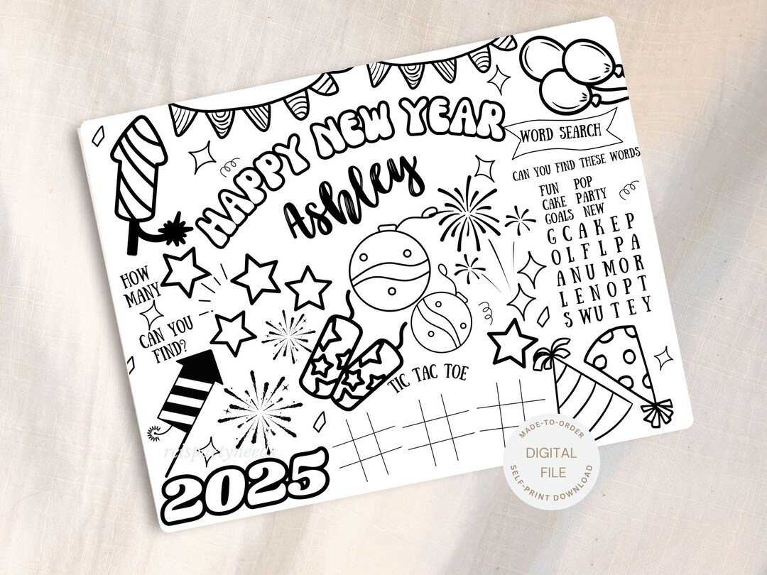 2025 New Years Coloring Page, New Year Coloring Page, New Year ...