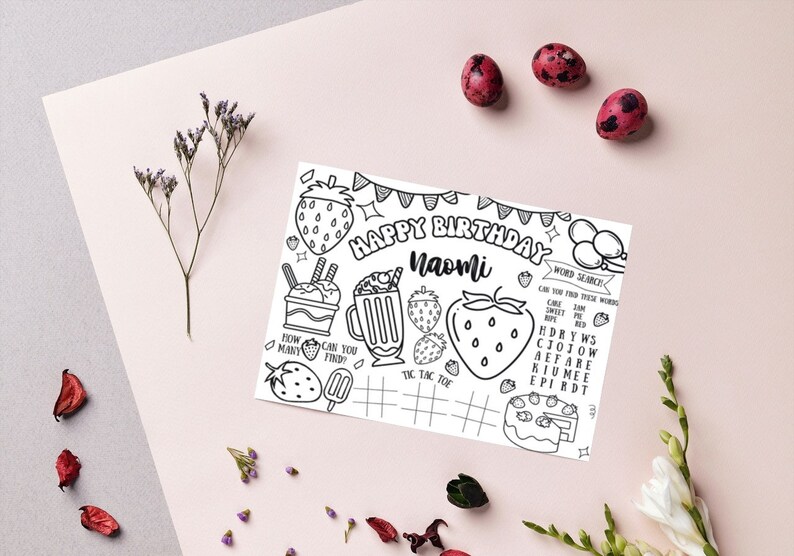 Custom My Berry First Birthday Coloring Page for Kids Birthday Party ...