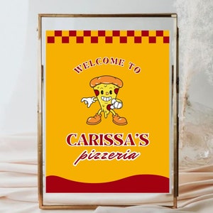 Editable Pizza Party Welcome Sign Pizza Birthday Decorations Pizza ...