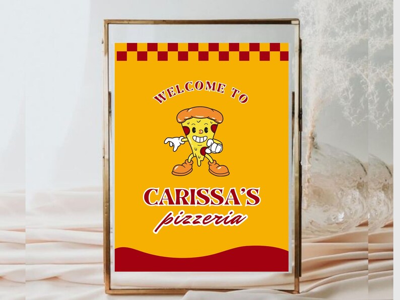 Editable Pizza Party Welcome Sign Pizza Birthday Decorations Pizza ...