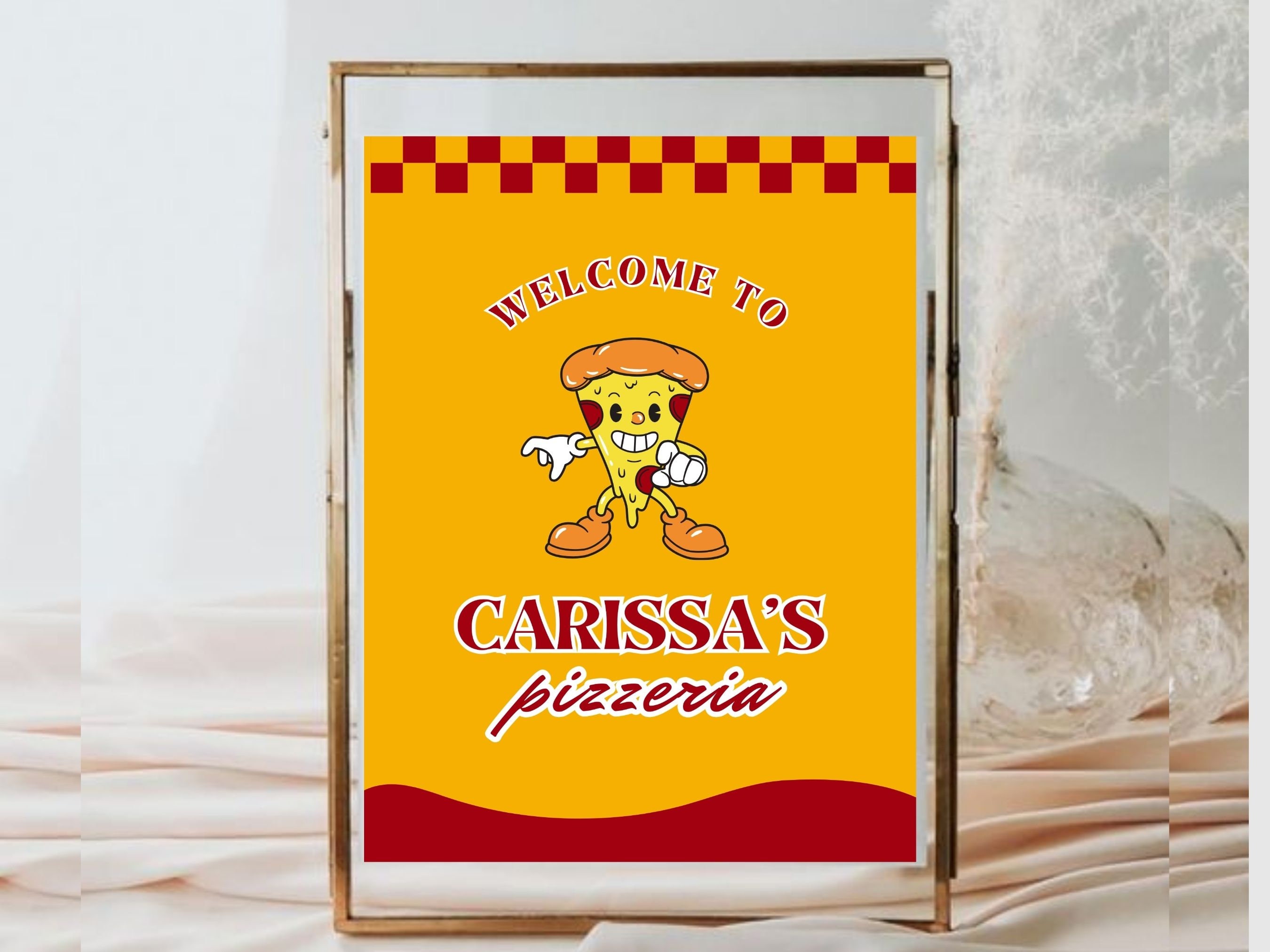 Editable Pizza Party Welcome Sign Pizza Birthday Decorations Pizza ...