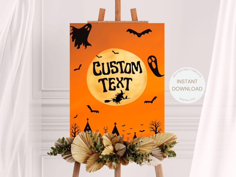 Editable Halloween Party Sign, Costume Party Decor, Halloween Party ...