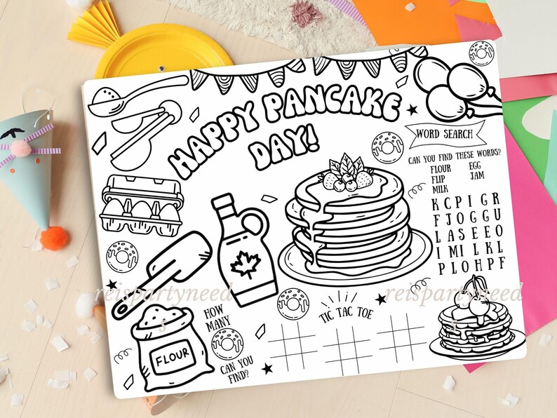 Pancake Day Printable Activity Sheet Placemat, Pancake Day Colouring ...