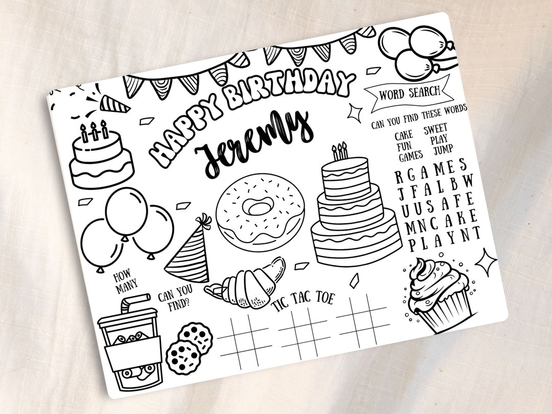 Happy Birthday Coloring Card DIGITAL | Colouring Greeting Card for Kids ...