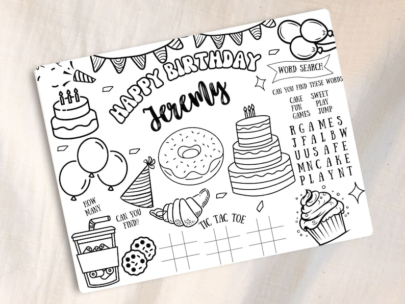 Happy Birthday Coloring Card DIGITAL | Colouring Greeting Card for Kids ...