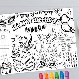 Masquerade Masks Coloring Page, Printable Masquerade Birthday Party ...