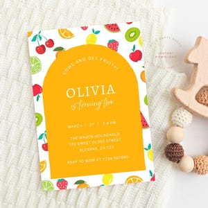 Orange Tutti Frutti Birthday Invitation, Cute Fruits Birthday Party ...