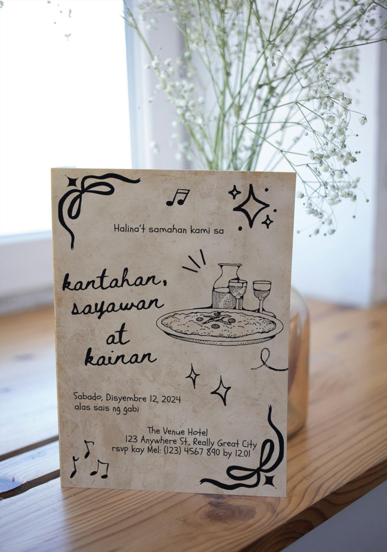 Editable Filipino Party Hand Drawn Invitation | Filipino Birthday ...