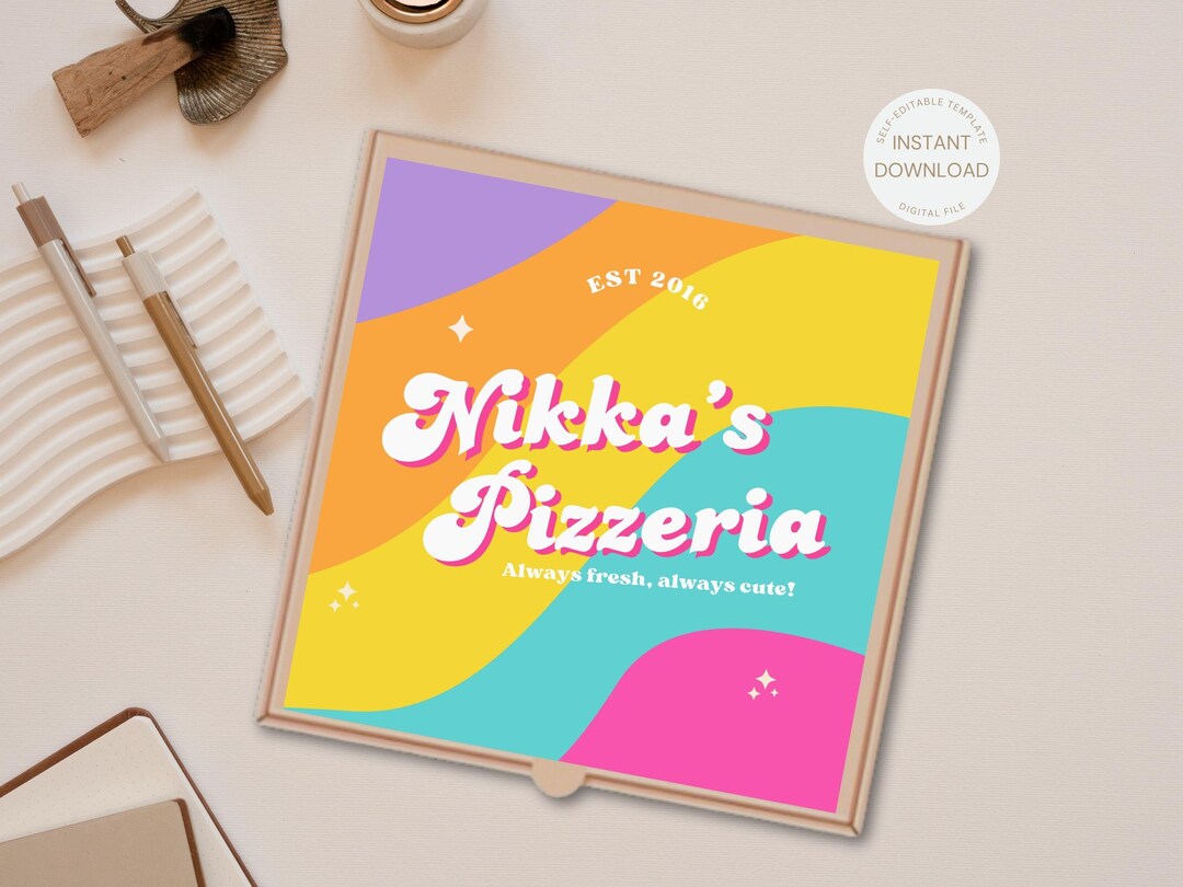 Pizza Box Custom Printable Retro Pizza Party Decoration Pizza Chef ...