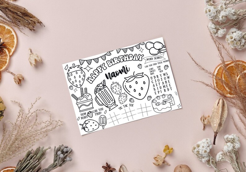 Custom My Berry First Birthday Coloring Page for Kids Birthday Party ...