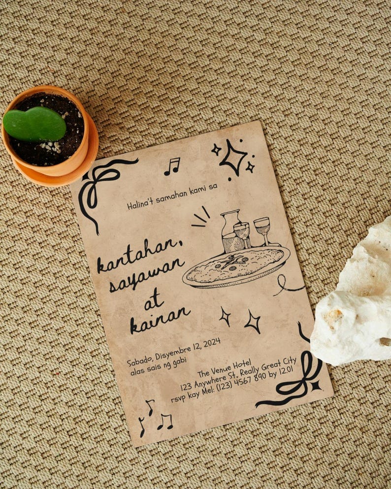 Editable Filipino Party Hand Drawn Invitation | Filipino Birthday ...