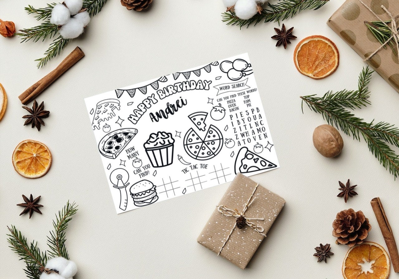 Editable Pizza Party Placemat Printable Italian Party Coloring Page ...