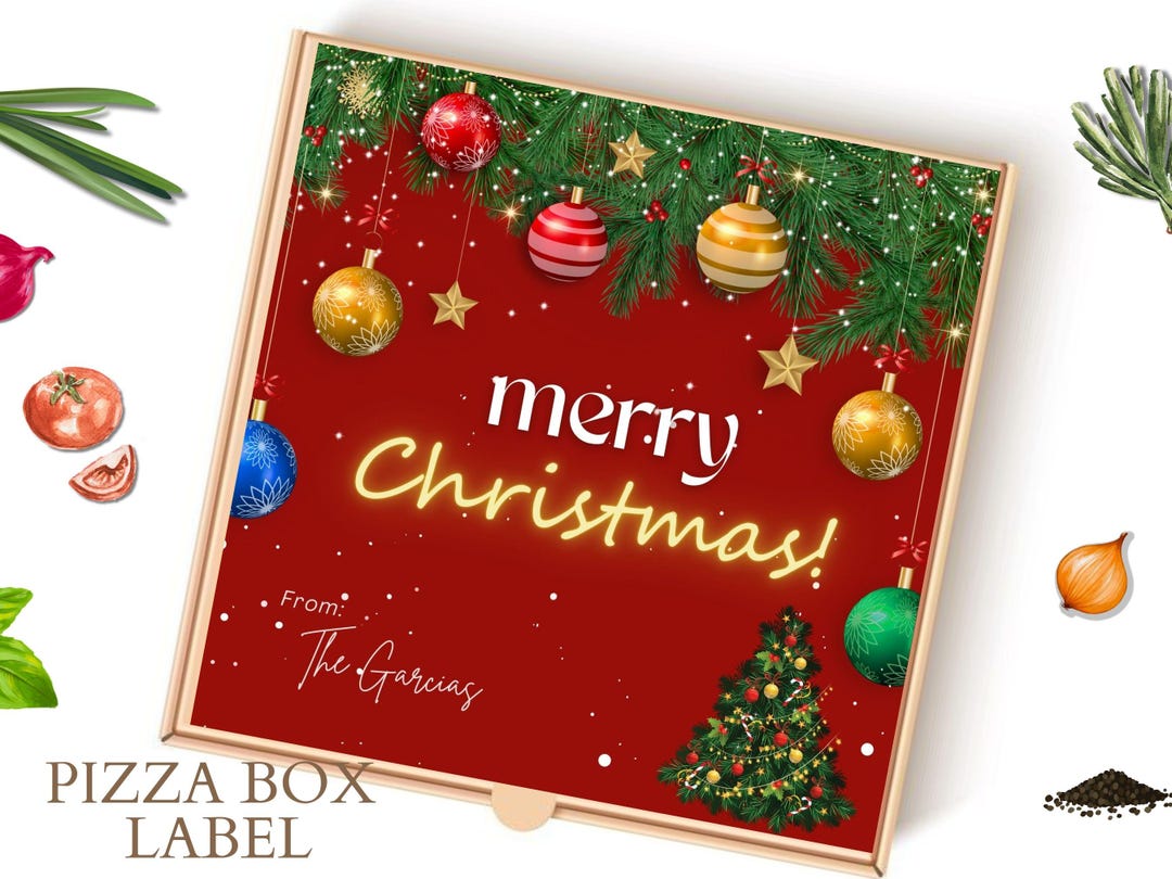 Personalized Christmas Pizza Box Custom Printable Pizza Party ...