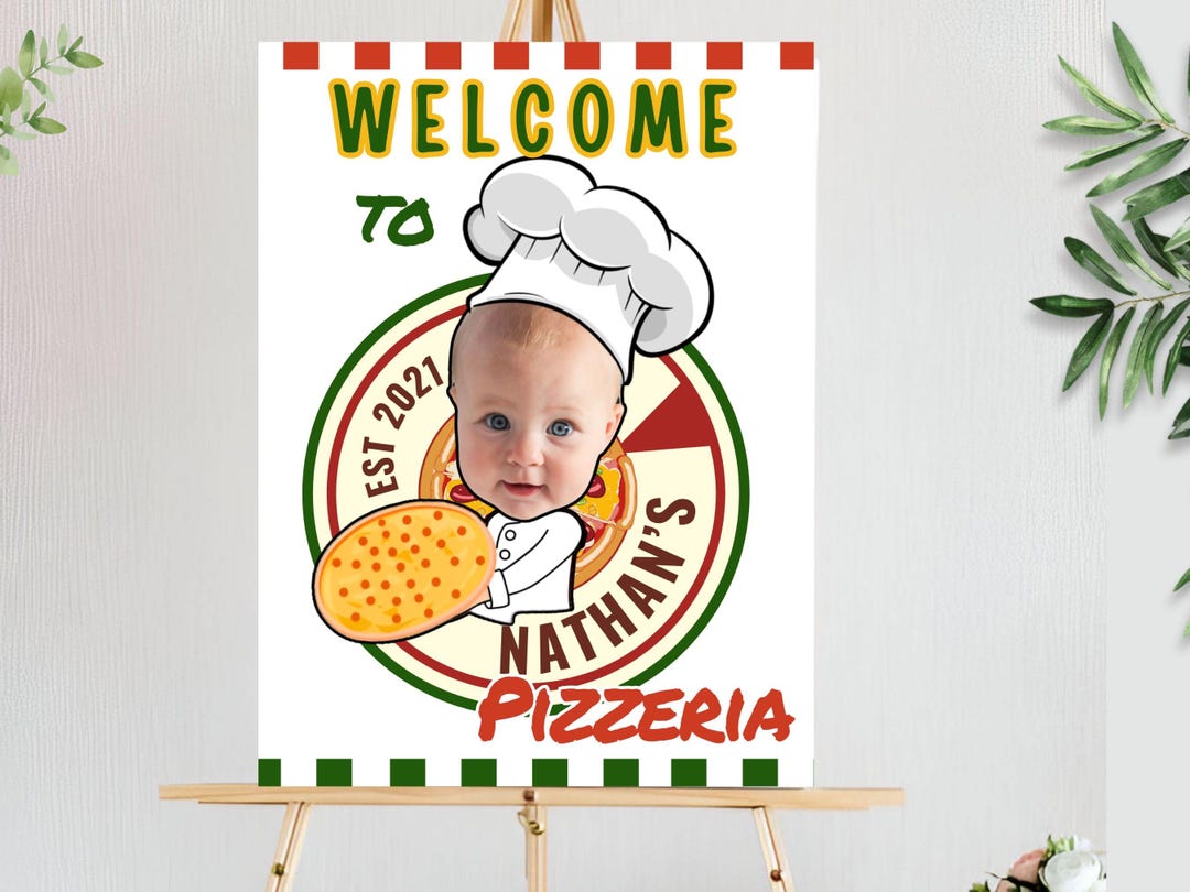 Personalized Pizza Party Welcome Sign Pizza Birthday Decorations Pizza ...