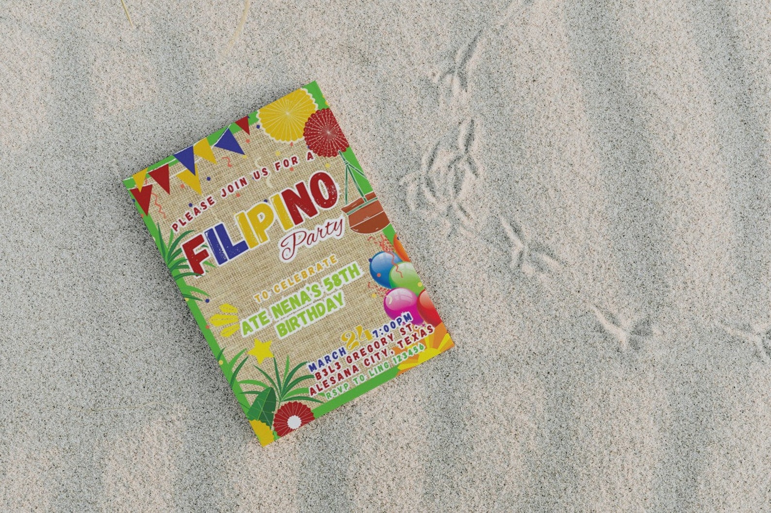 Editable Filipino Party Fiesta Theme Birthday Invitation, Filipino ...