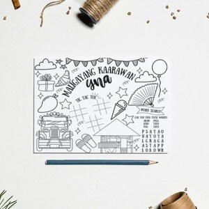 Personalized Filipino Coloring Placemat, Filipino Party Activity Sheet ...