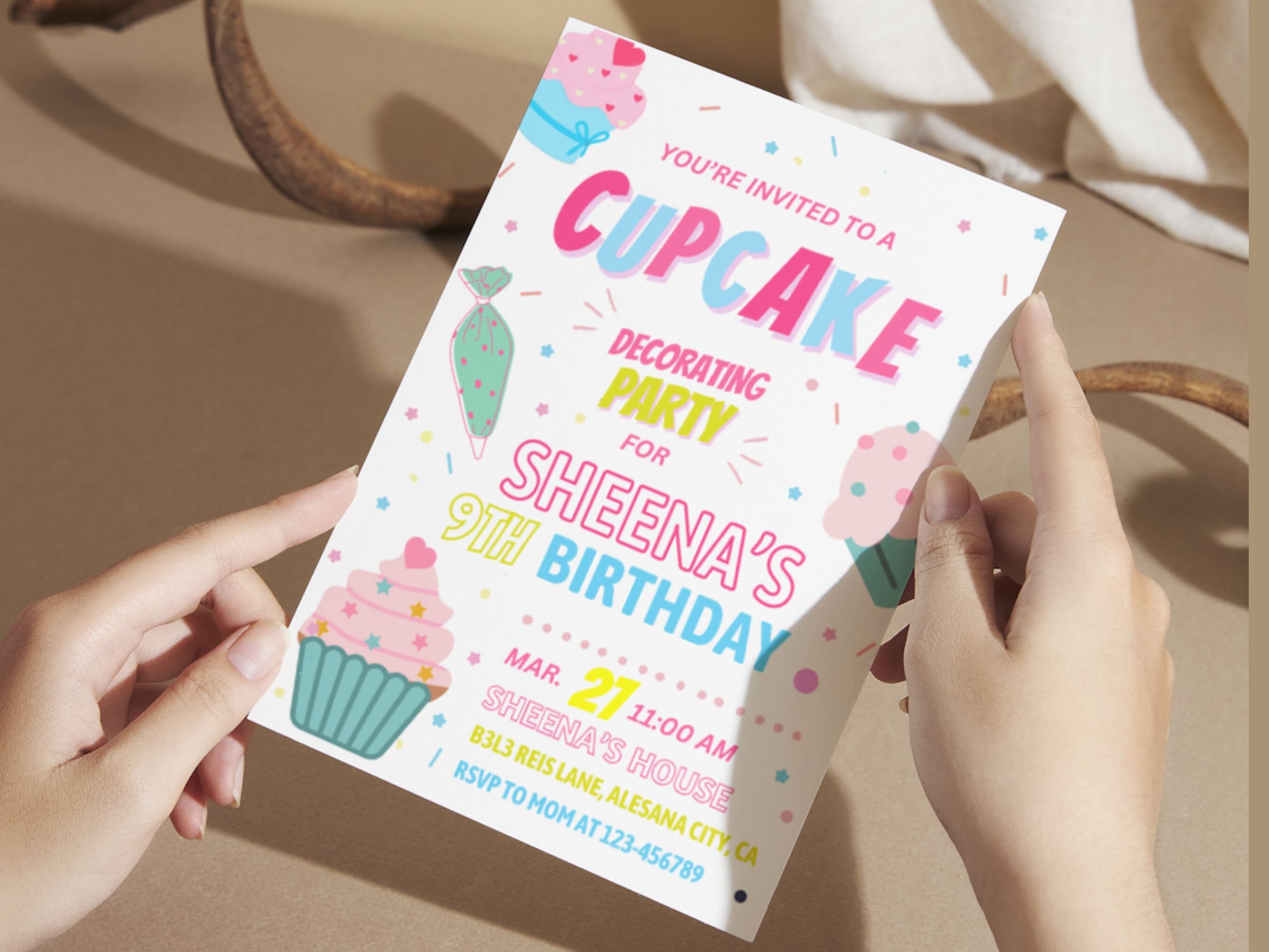 Cupcake Decorating Birthday Invitation, Cupcake Birthday Template ...