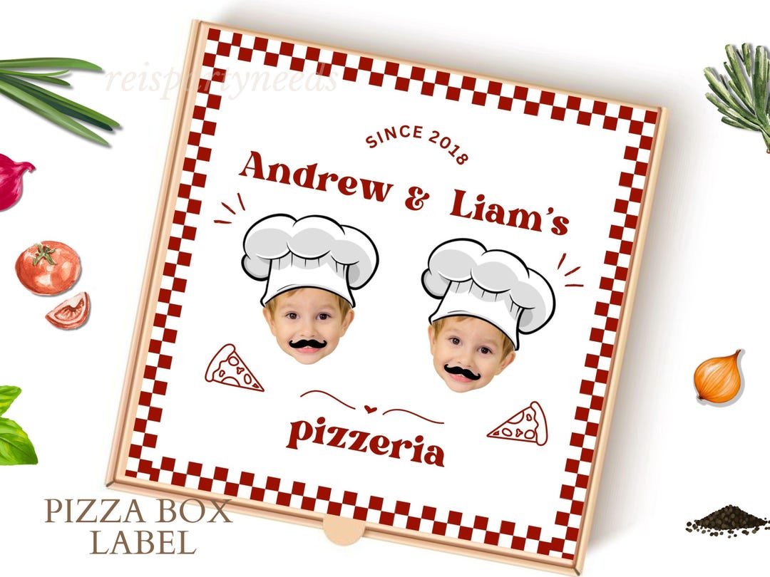 Twin Pizza Box Printable Label, Joint Parties Pizza Birthday Party ...