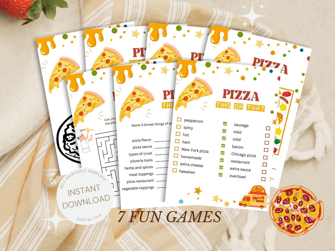 Pizza Party Activity Bundle - Kids Pizza Party Printable Games - Pizza ...