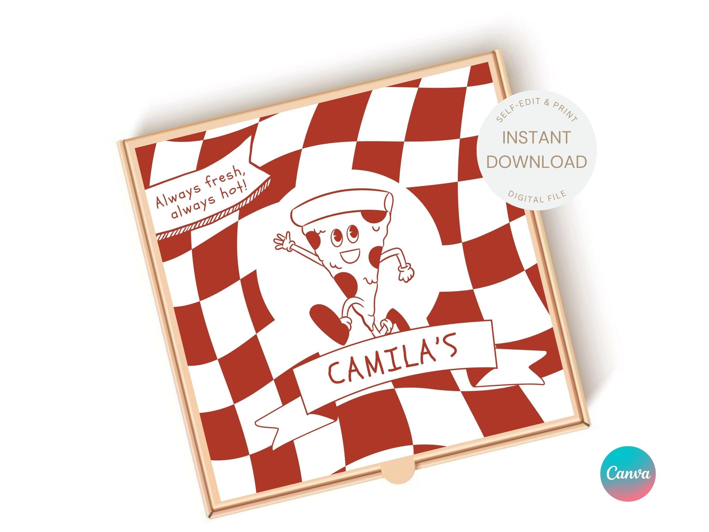 Editable Retro Pizza Box Labels - Groovy Pizza Theme - Italian Birthday ...
