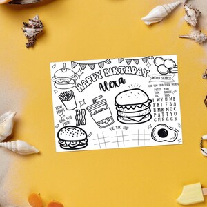 Burger Birthday Party Placemats, Burger Party Games, Bbq Party Games ...