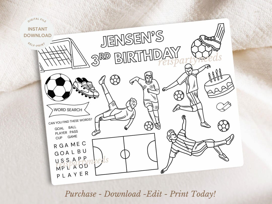 Editable Soccer Football Futbol Printable Activity and Coloring Pages ...