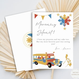 Filipino Party Thank You Card Editable and Printable Philippines ...
