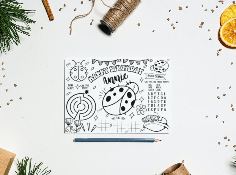 Ladybug Birthday Party Activity Sheet Lady Bug Party Favor Bug Theme ...