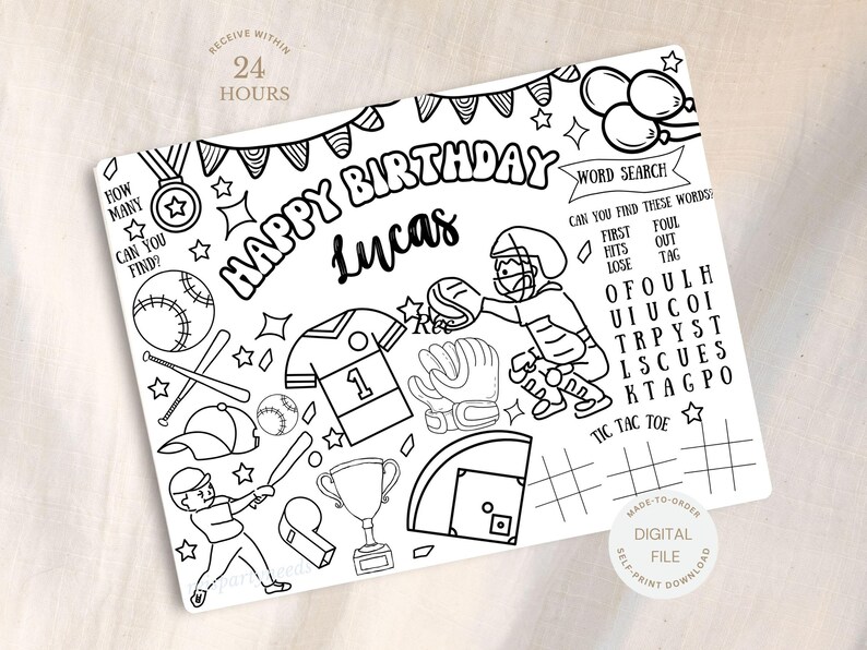 Baseball Birthday Coloring Sheet, Baseball Bat Glove and Team Page ...